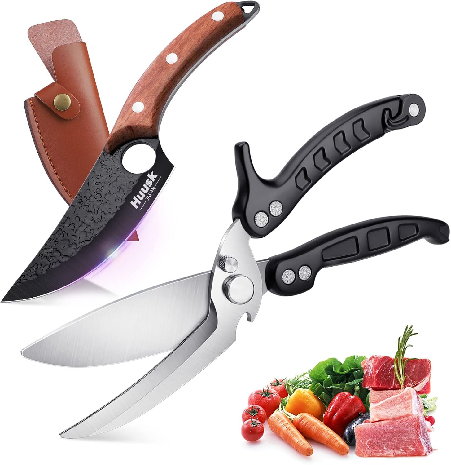 Amazon.com: Huusk Kitchen Chef Knife and Kitchen Shears Set: Home & Kitchen