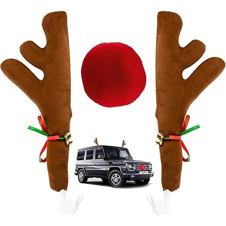 Amazon.com: OxGord Car Reindeer Antlers & Nose - Christmas Decorations ...
