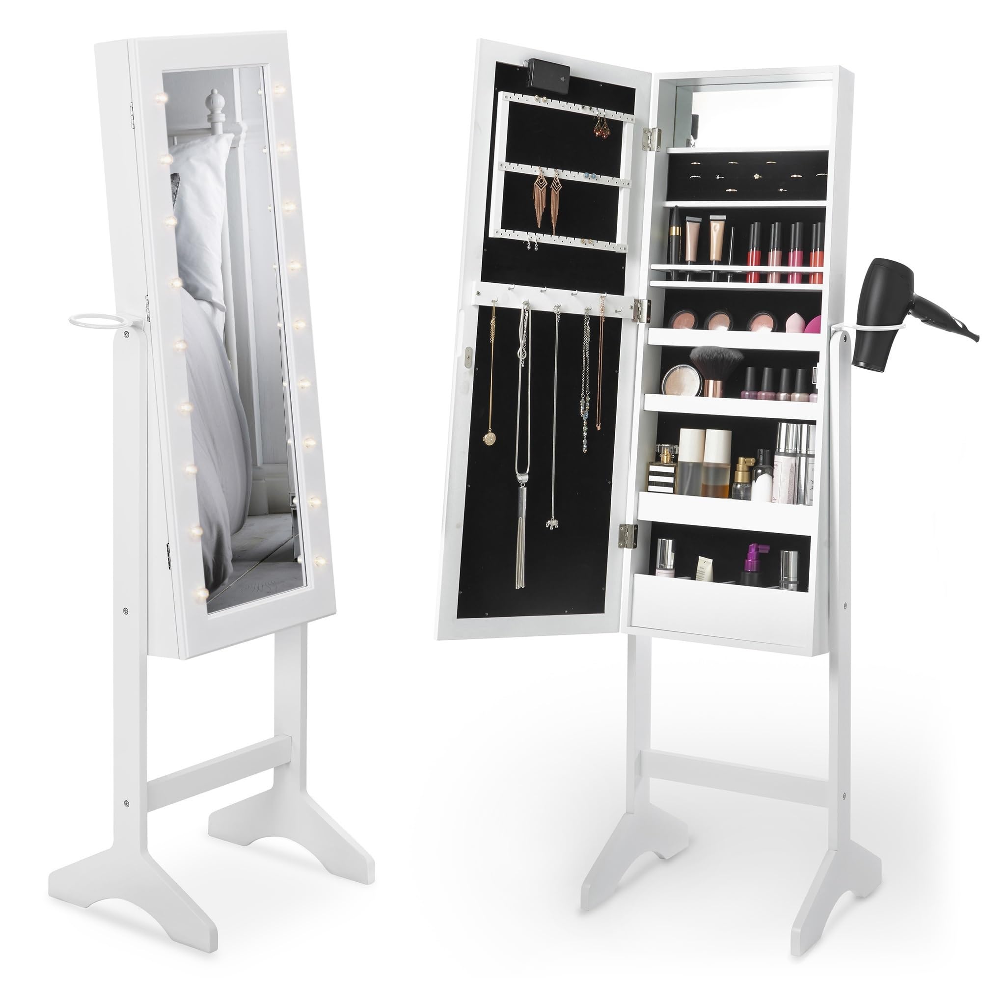 Beautify Storage Mirror, Full Length Free Standing Armoire, Tiltable ...