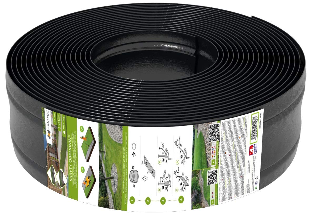 Buy AMISPOL Elastic Lawn Edge Plastic Black 25 m (125/4 mm) - for ...