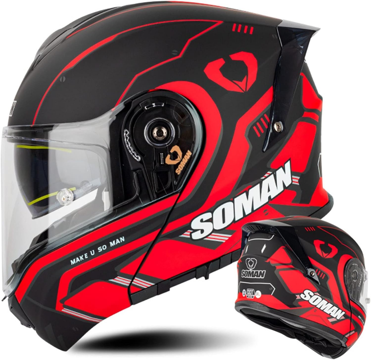 Integral-Motorradhelme, Hochklappbarer Doppelvisier-Modular-Sturzhelm ...