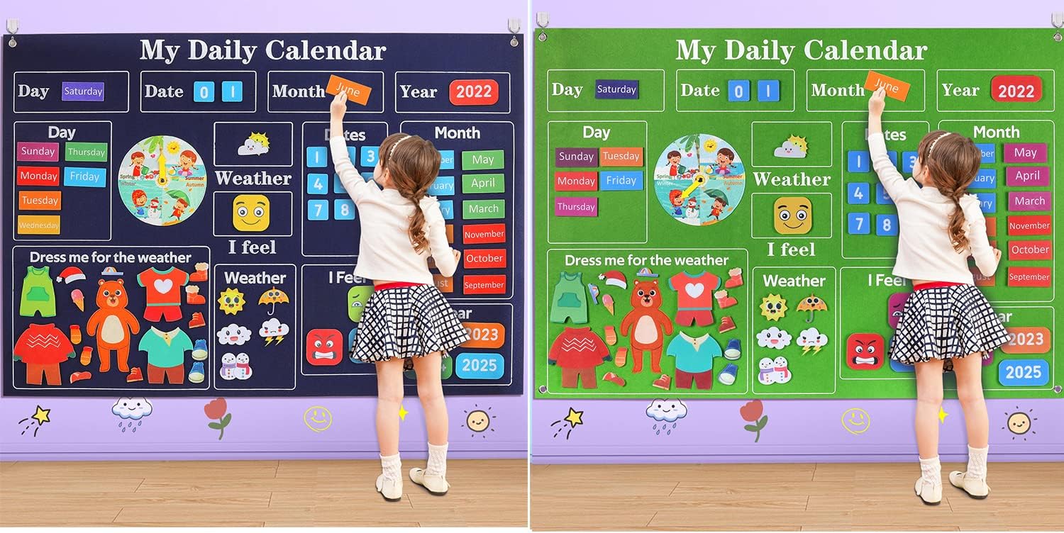 Amazon.com: 2 PCS My First Daily Calendar-Preschool Classroom Must ...