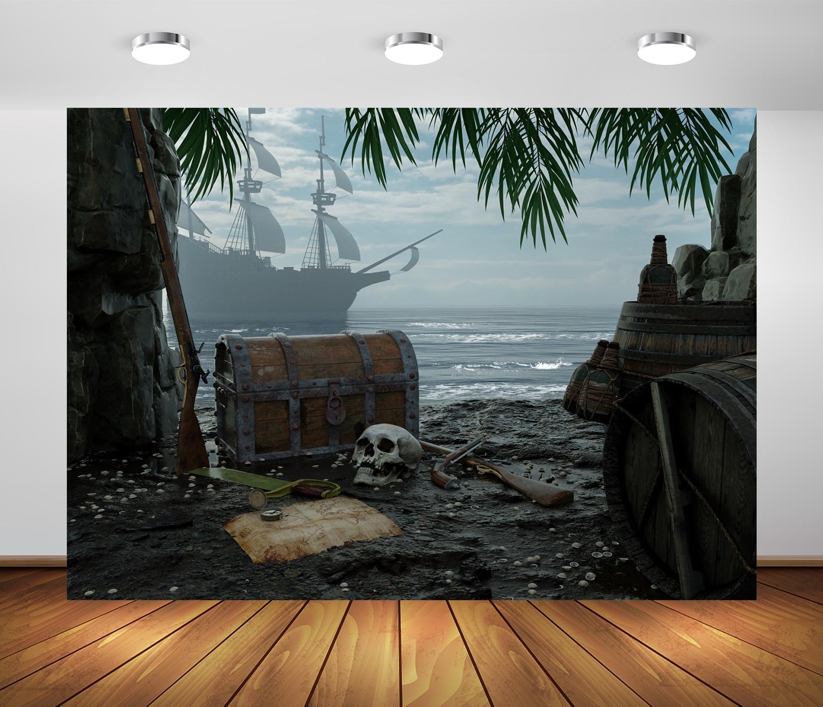 Amazon.com : BELECO 7x5ft Fabric Pirate Theme Backdrop Pirate Ship ...