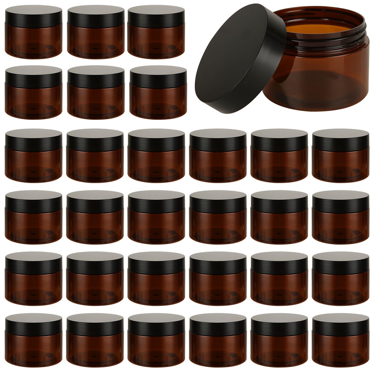 Amazon.com: JMIATRY 50Packs 4OZ Plastic Amber Jars with Lids 4OZ Amber ...