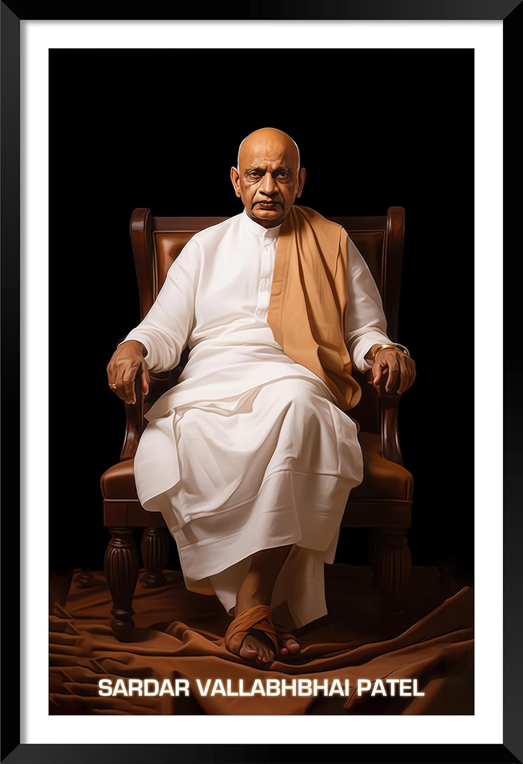 Canvas Pe Sardar Vallabhbhai Patel artwork Framed Indian Freedom ...