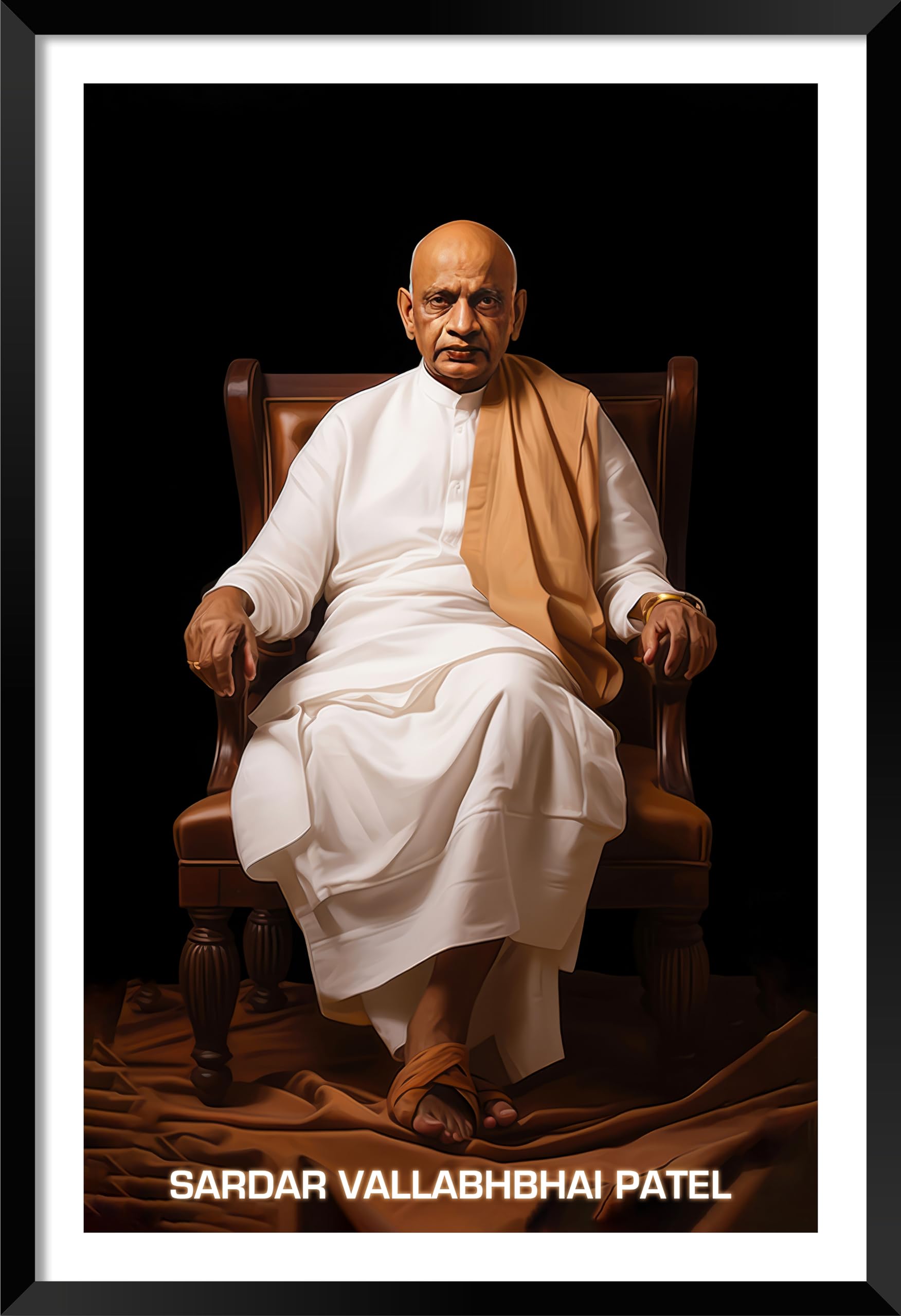 DBrush Sardar vallabhbhai patel sit on chair artwork framed wall ...