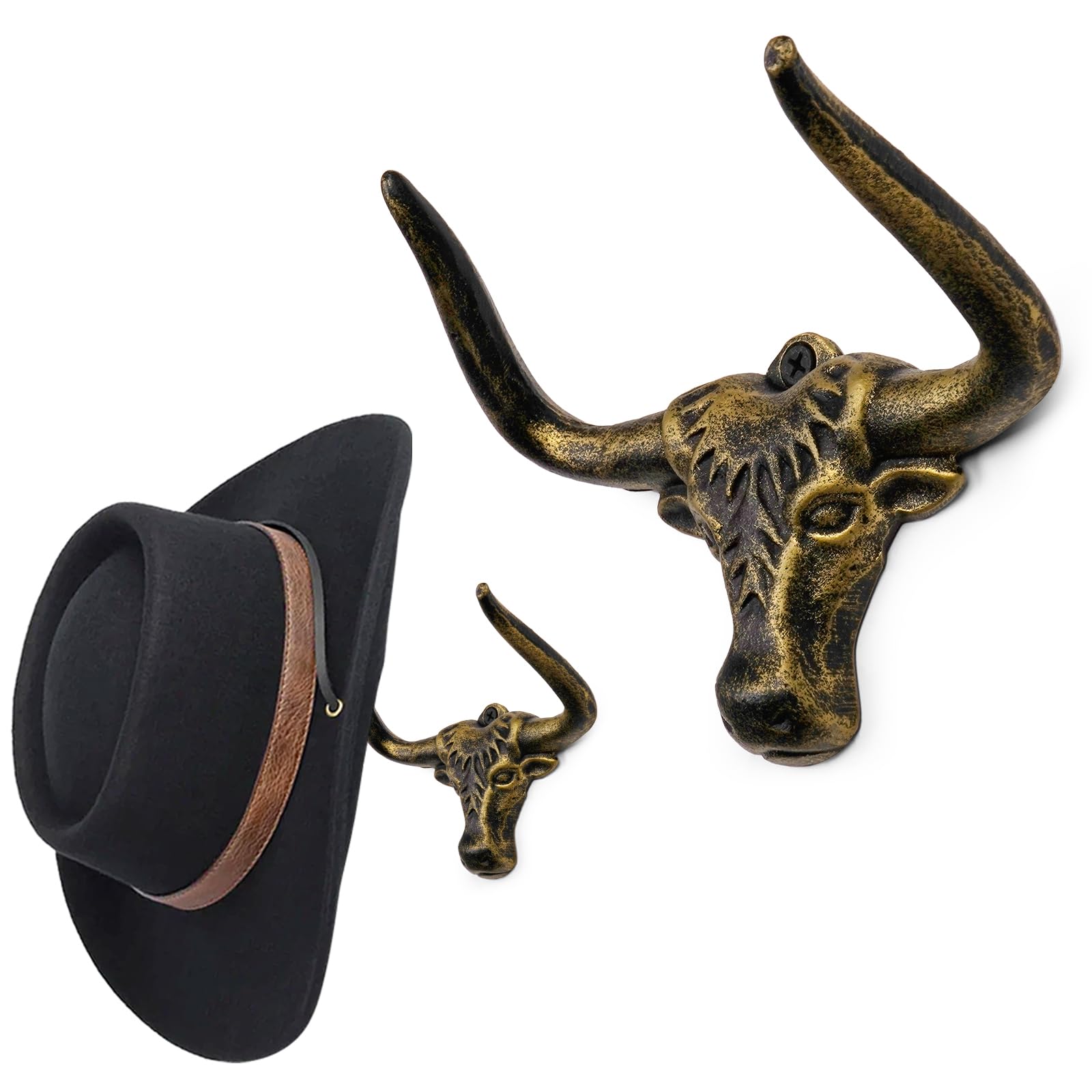 Amazon.com: Filano Cowboy Hat Rack for Wall 2 Pack Modern Metal Cowboy ...