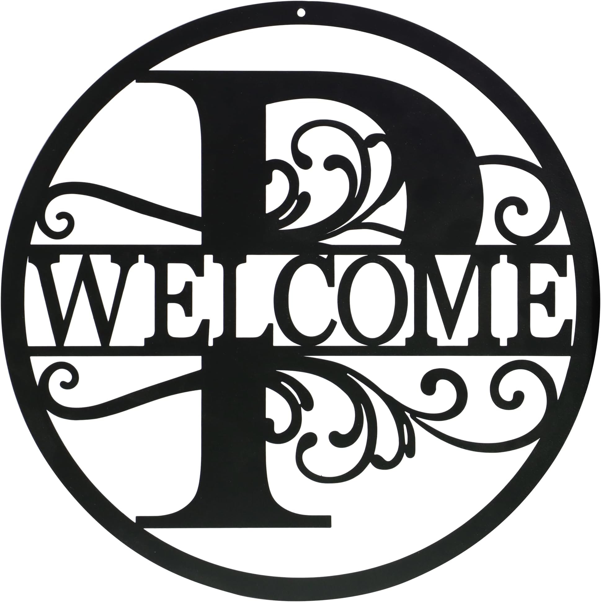 Amazon.com: VinSees Metal Initial Welcome Sign Metal Monogrammed Sign ...