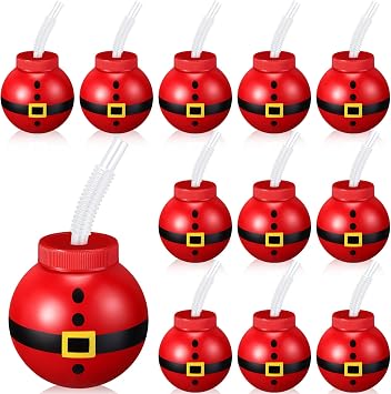 Amazon.com: Sliner 12 Pcs Christmas Santa Bulb Cups with Lid and Straw ...