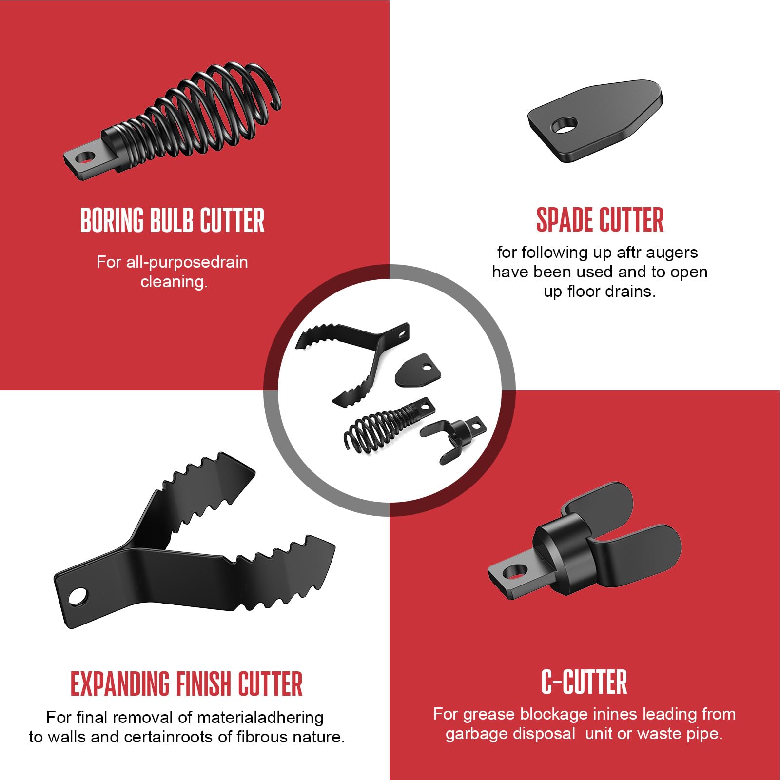 Snapklik.com : POPULO 4-Piece Drain Snake Drill Attachment - Tackle Any ...