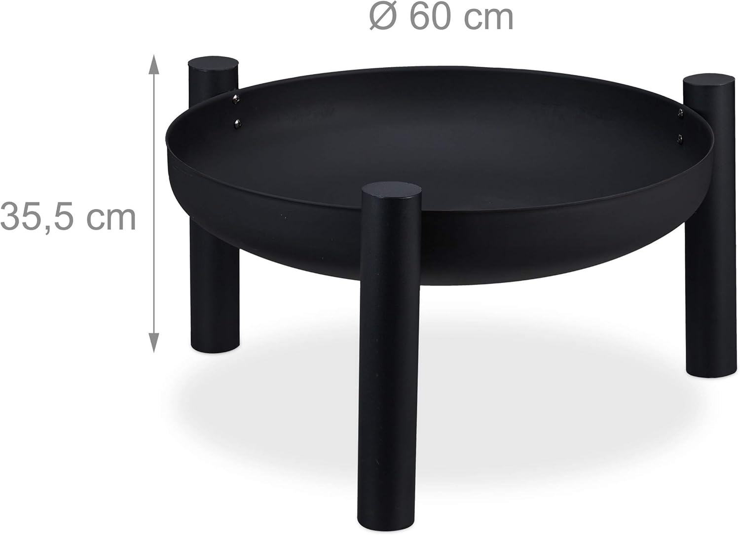 Relaxdays Fire Bowl, Diameter 60 cm, Including Poker, Garden & Patio ...