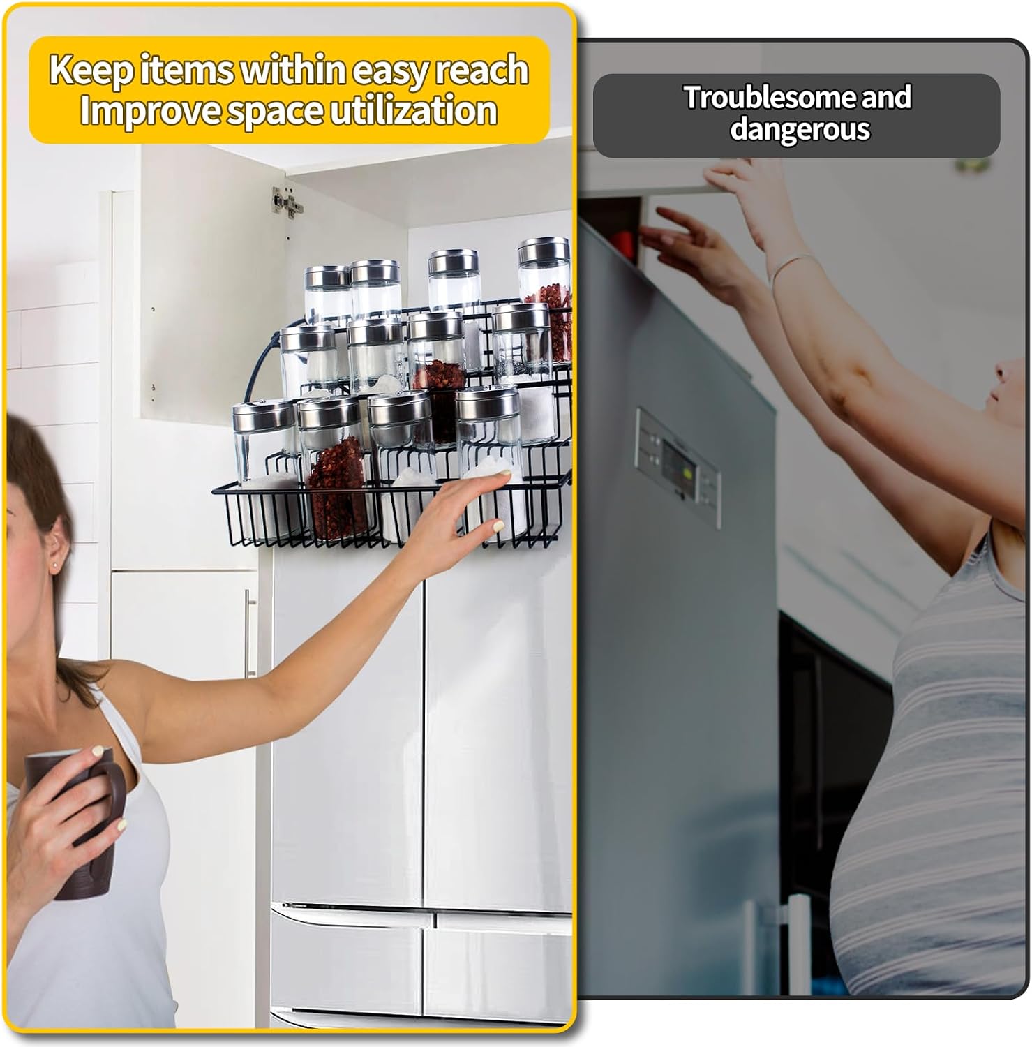 Over the Fridge Cabinet Pull Out Shelf,Easy Reach Over the Fridge ...