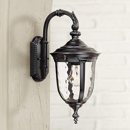 Bellagio European Outdoor Wall Light Fixture Black Aluminum Metal 16.5 ...
