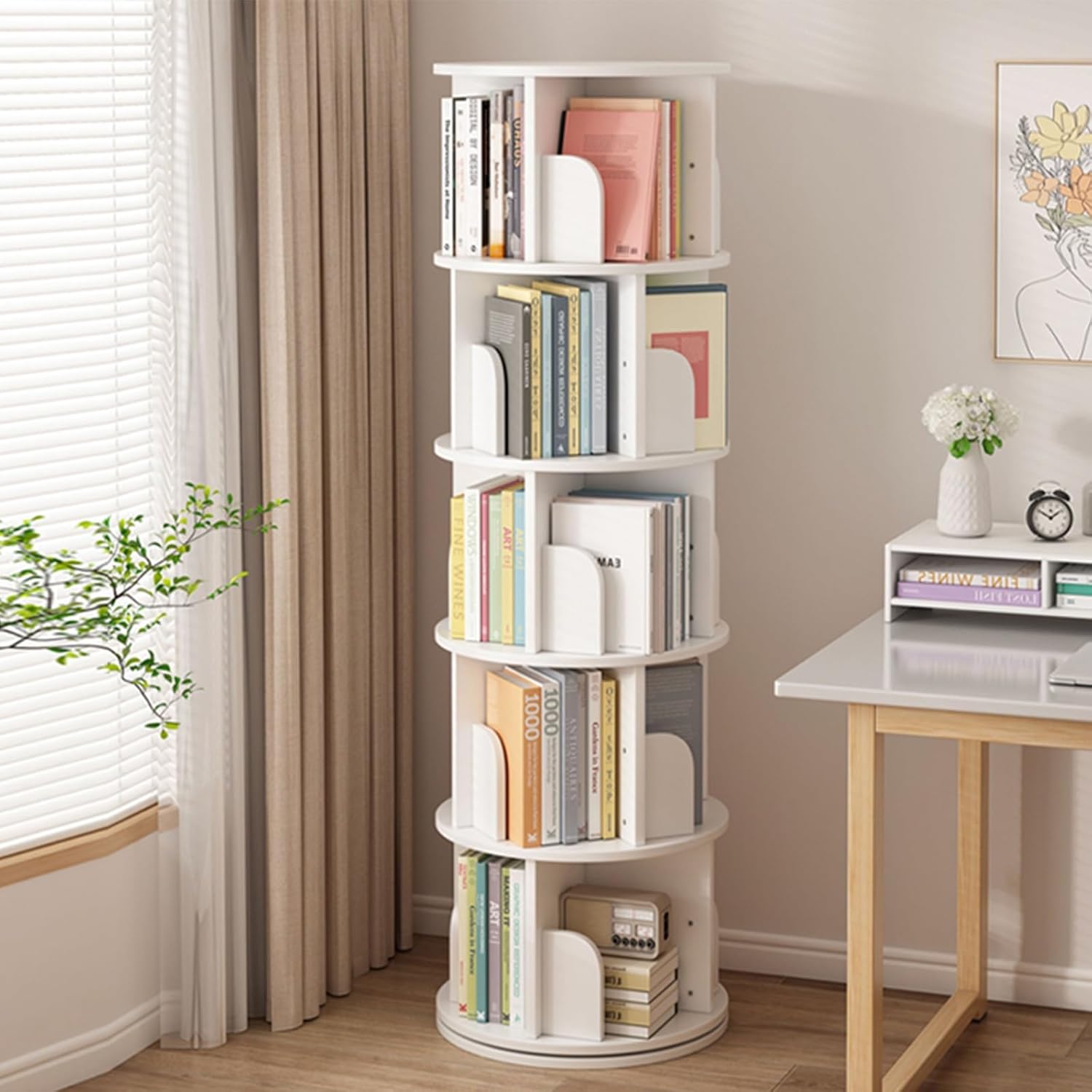 Amazon.com: NEONMAN Rotating Bookcase Rotating Bookshelf Display Rack ...