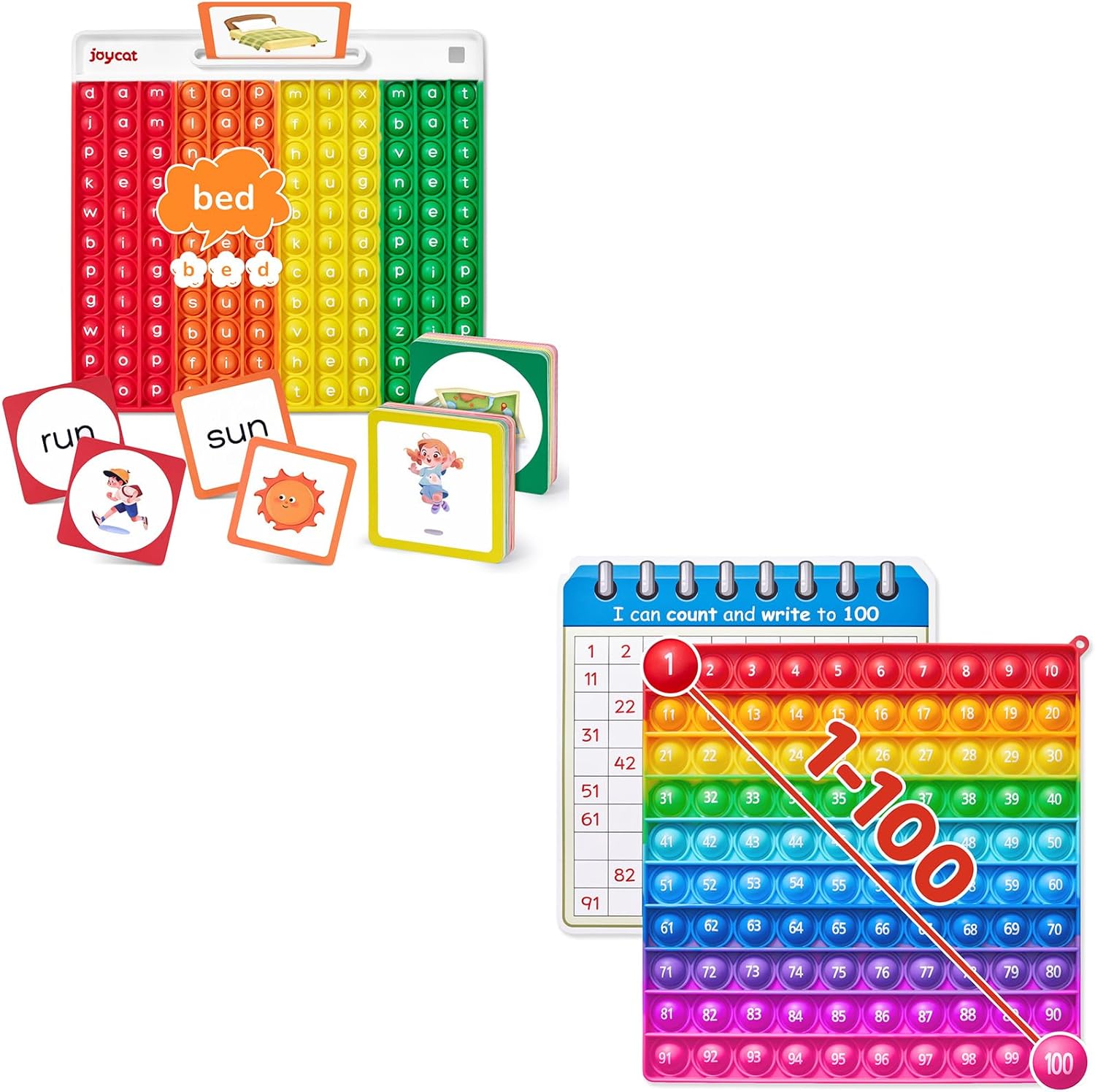 Amazon.com: JoyCat Word Pop CVC Word Games + 1-100 Number Fidget Toy ...