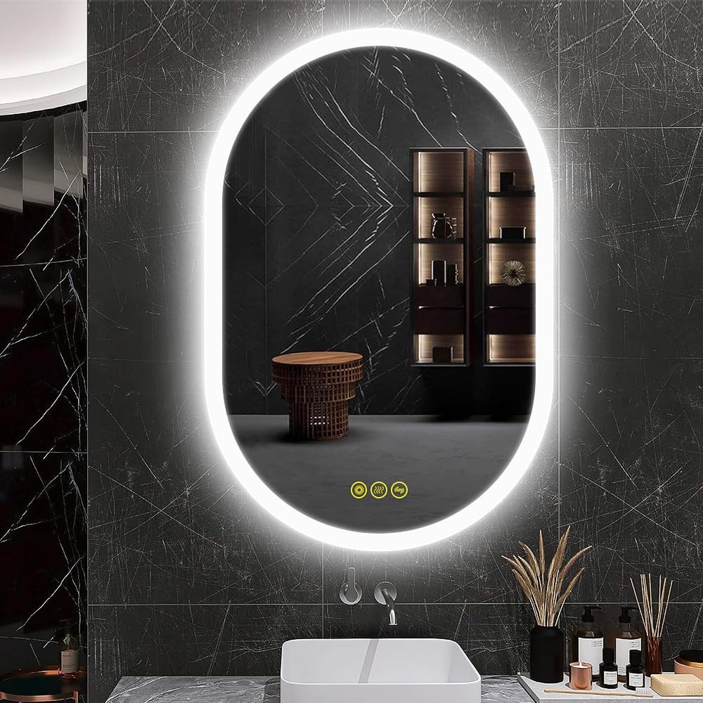 Amazon.com: CITYMODA Bathroom LED Oval Mirror, 24 x 36 inches, Wall ...
