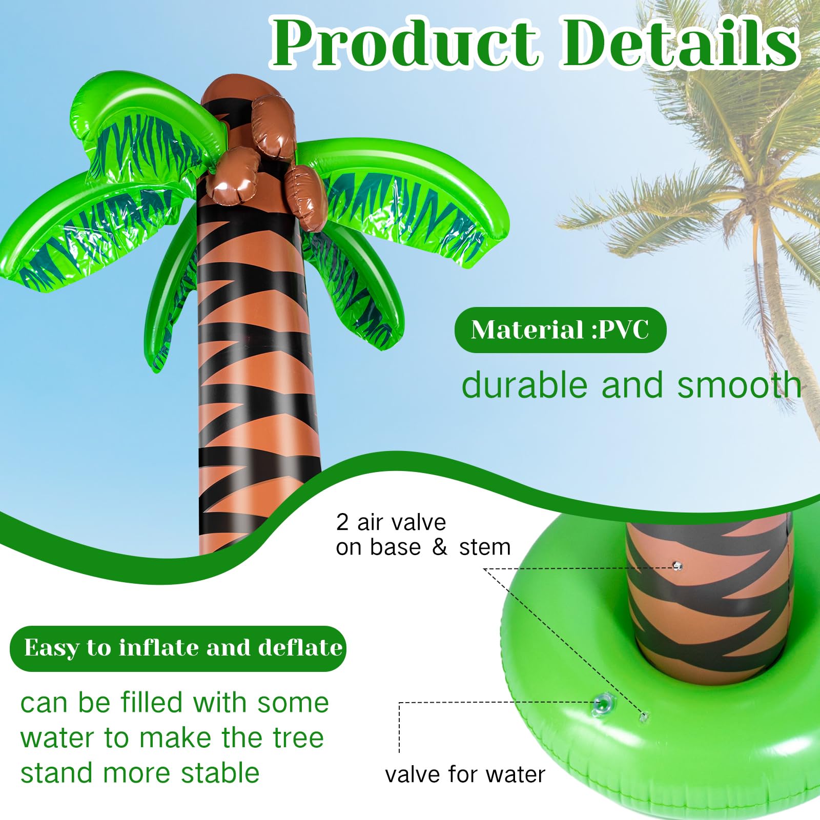 Snapklik.com : 2 Pack 102 Inch Giant Inflatable Palm Tree Blow Up Palm ...