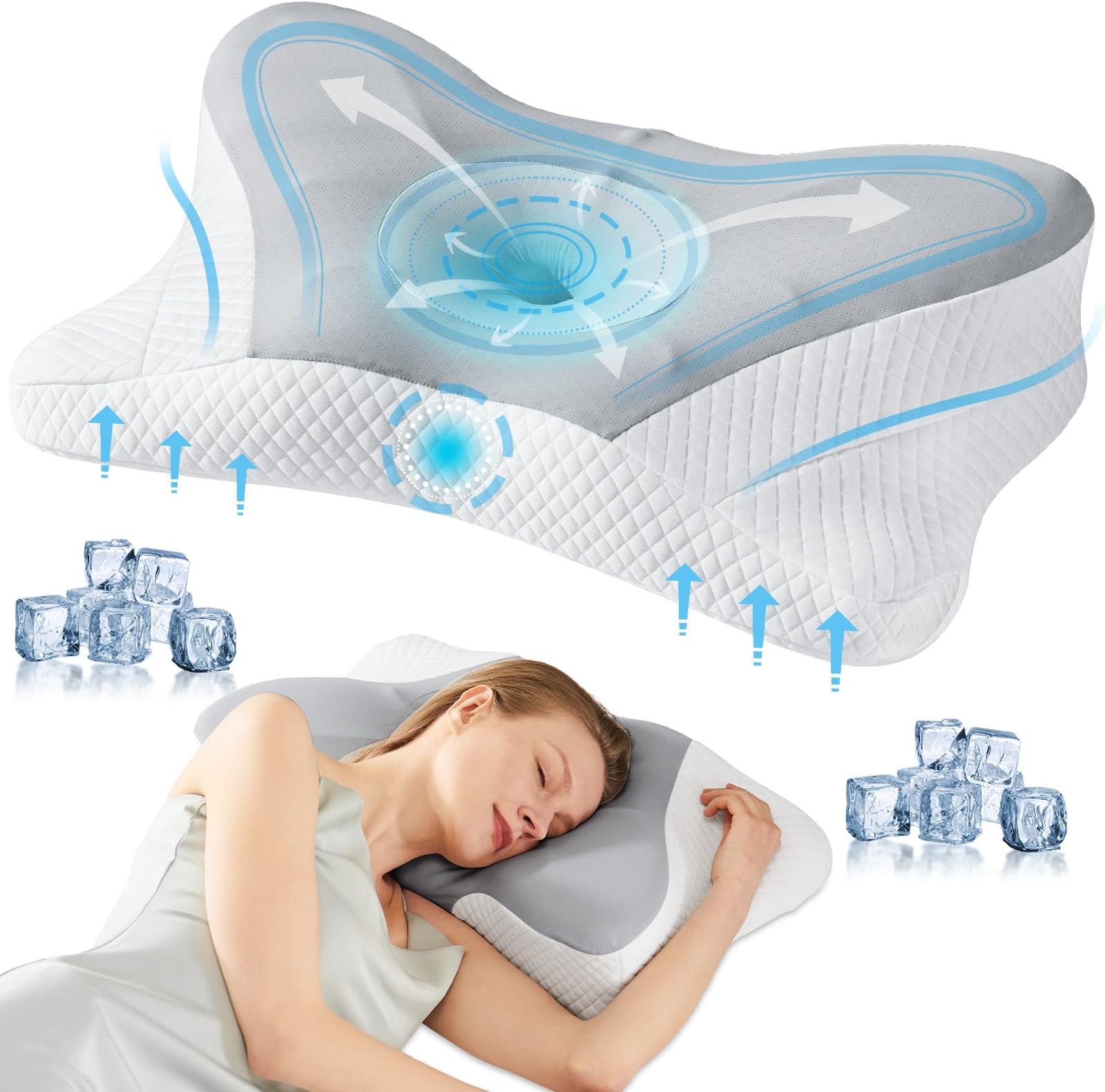 Amazon.com: REOKA Cervical Pillow (Queen) Memory Foam Pillow for Neck ...