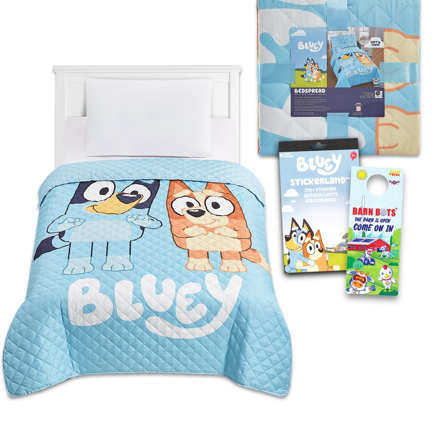 Amazon.com: Bluey Bedspread Twin Set for Kids - Bundle with Bluey ...