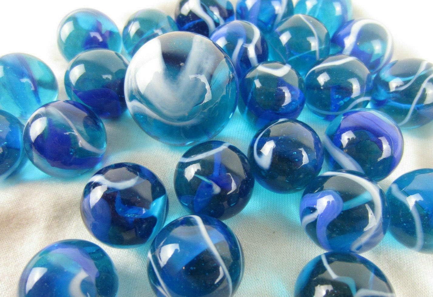Amazon.com: Big Game Toys~25 Glass Marbles Blue Jay Translucent Clear ...