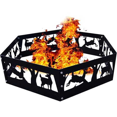 Firepit Ring 36" Steel Fire Pit Ring - Outdoor Campfire Ring With Deer ...