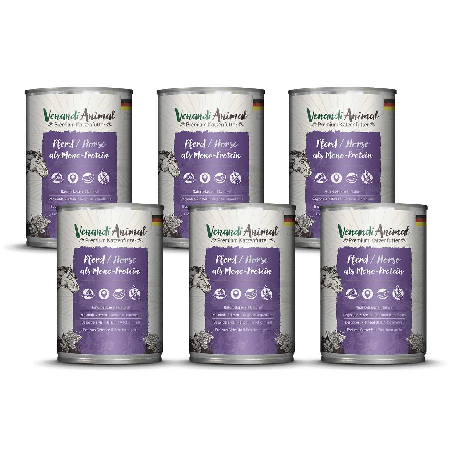 Venandi Animal Premium Cat Food, Horse as Monoprotein, Wet Food, Grain ...
