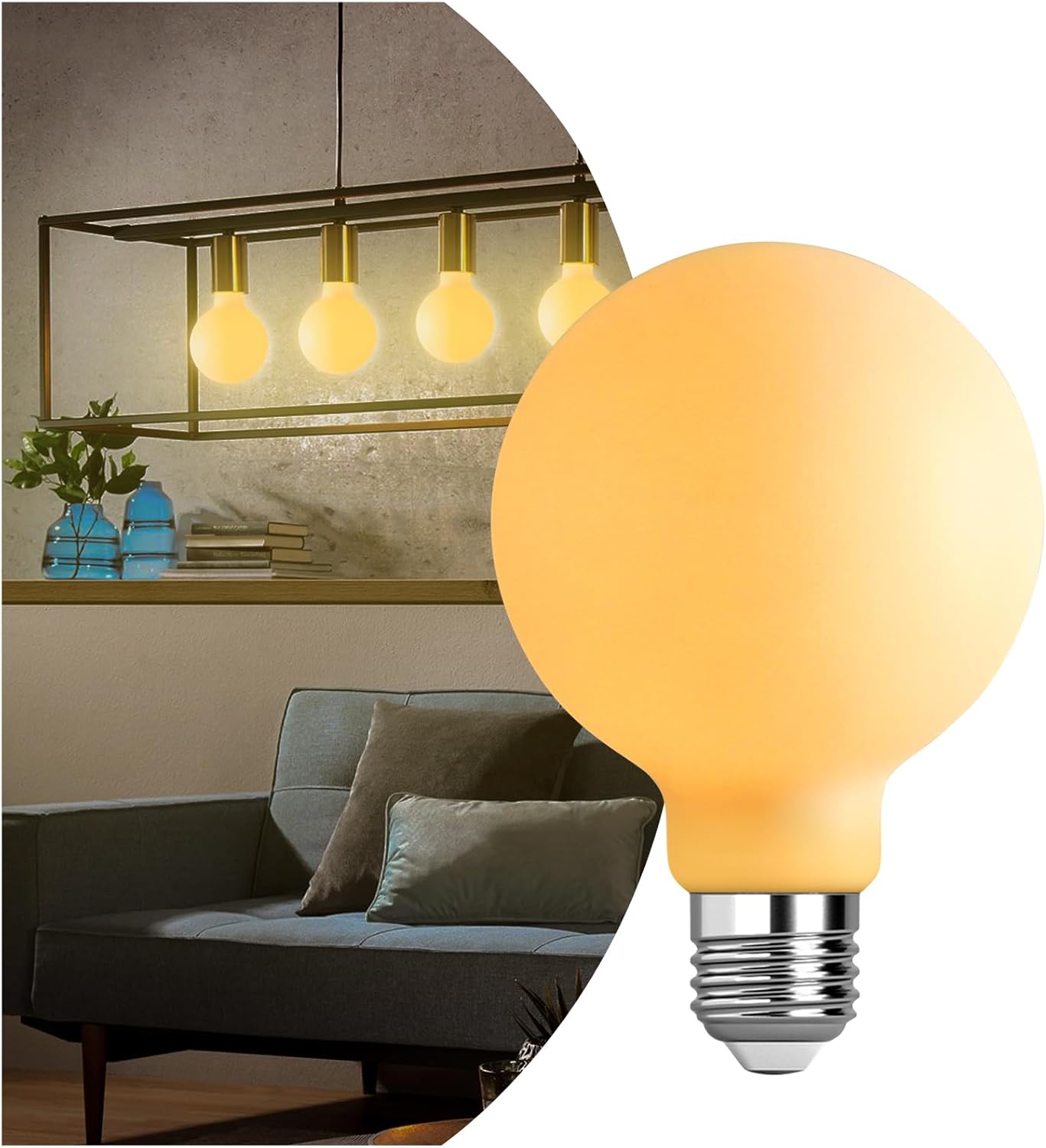 brighfivey Frosted Globe Light Bulbs 60 Watt Equivalent, 6W No Dimmable ...