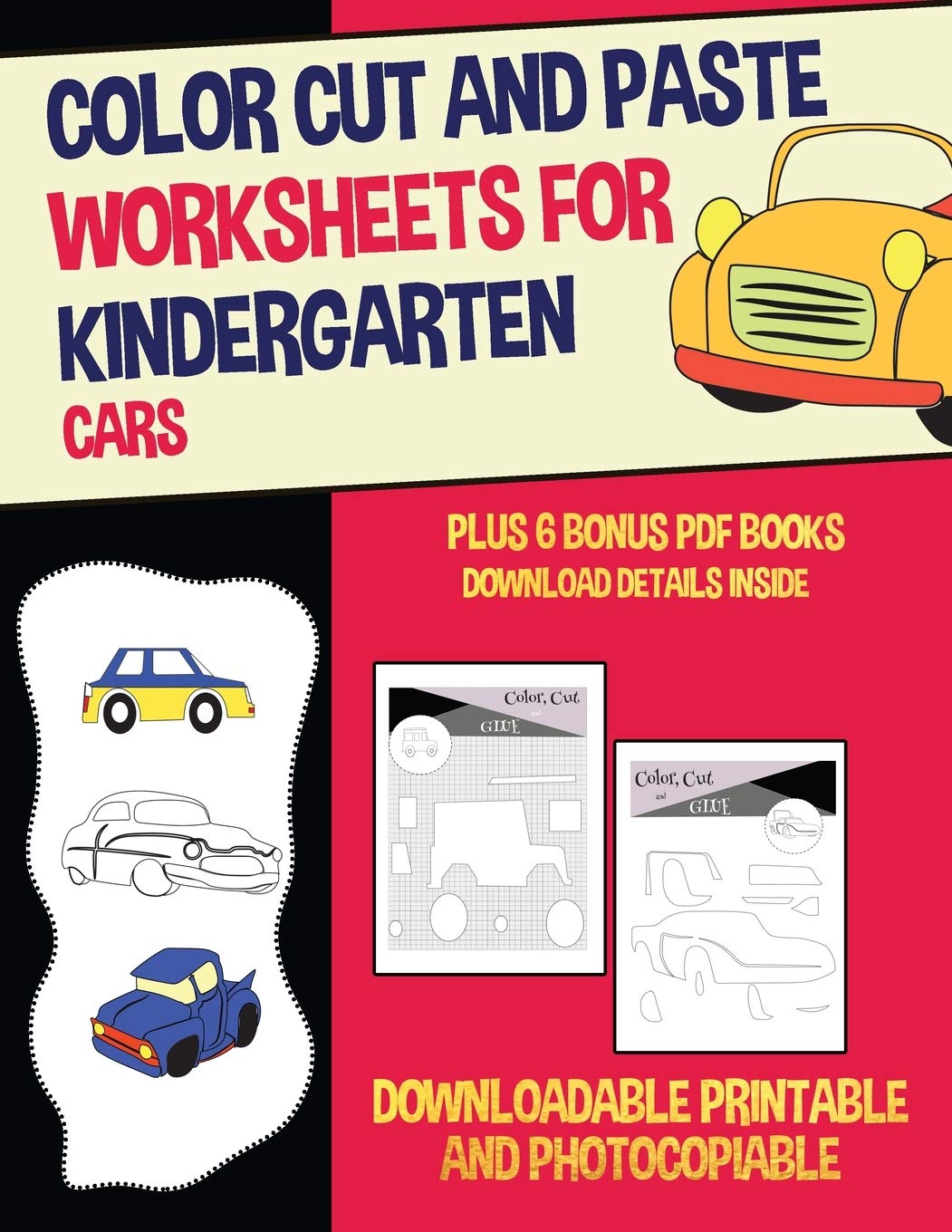 Buy Color Cut and Paste Worksheets for Kindergarten (Cars): This book ...