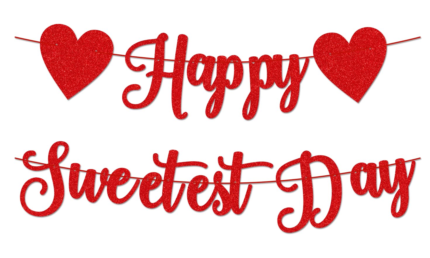 Amazon.com: Pre-assembled Red Glitter Happy Sweetest Day Banner ...