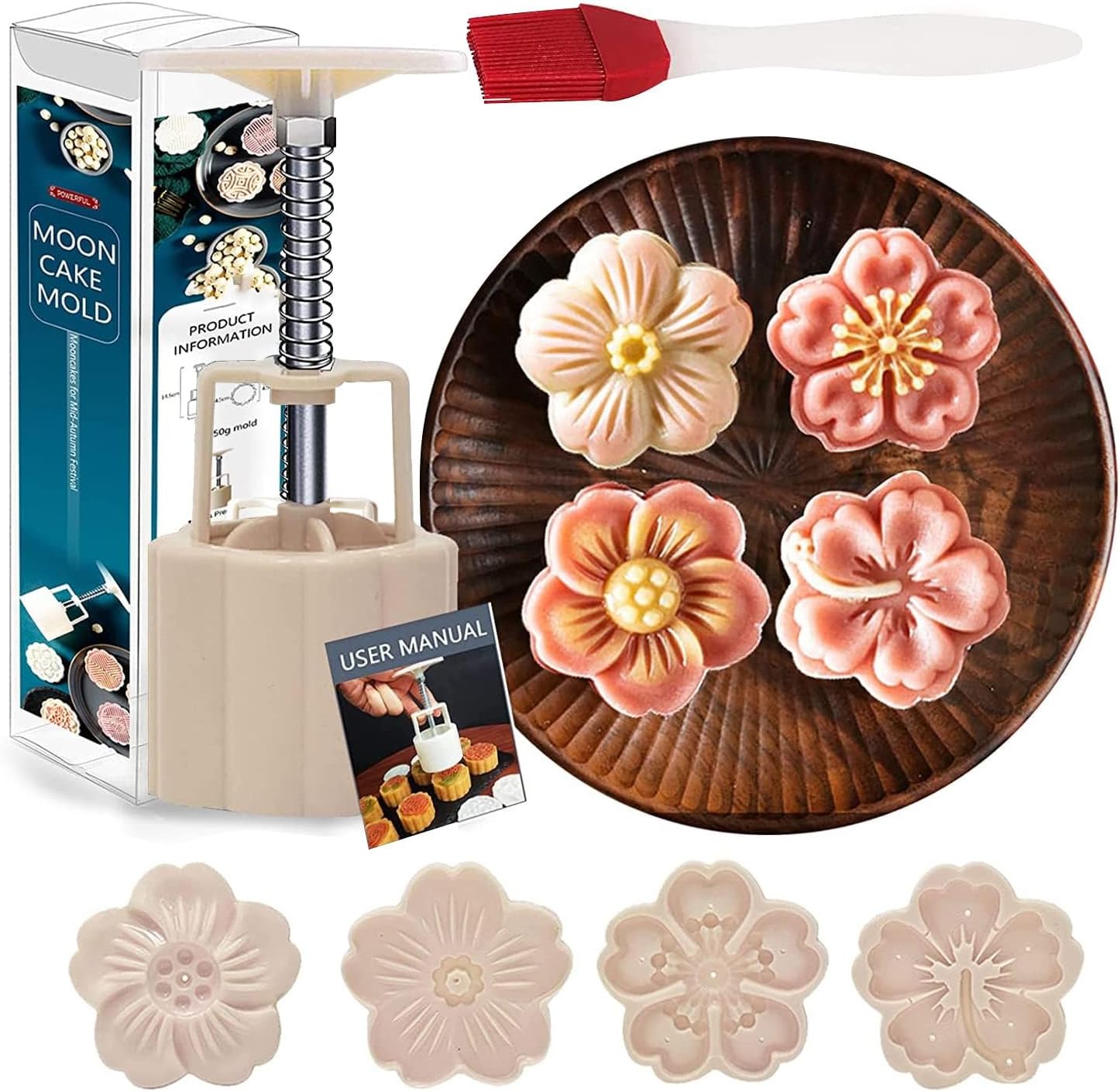 Amazon.com: Vctitil 5Pcs Moon Cake Mold Set,Mid Autumn Festival DIY ...