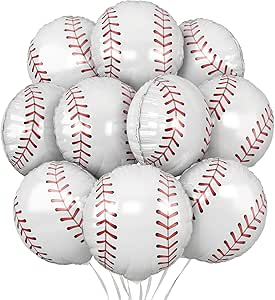 Baseball Balloons,10Pcs White Base Ball Foil Balloons,18Inch Baseball ...