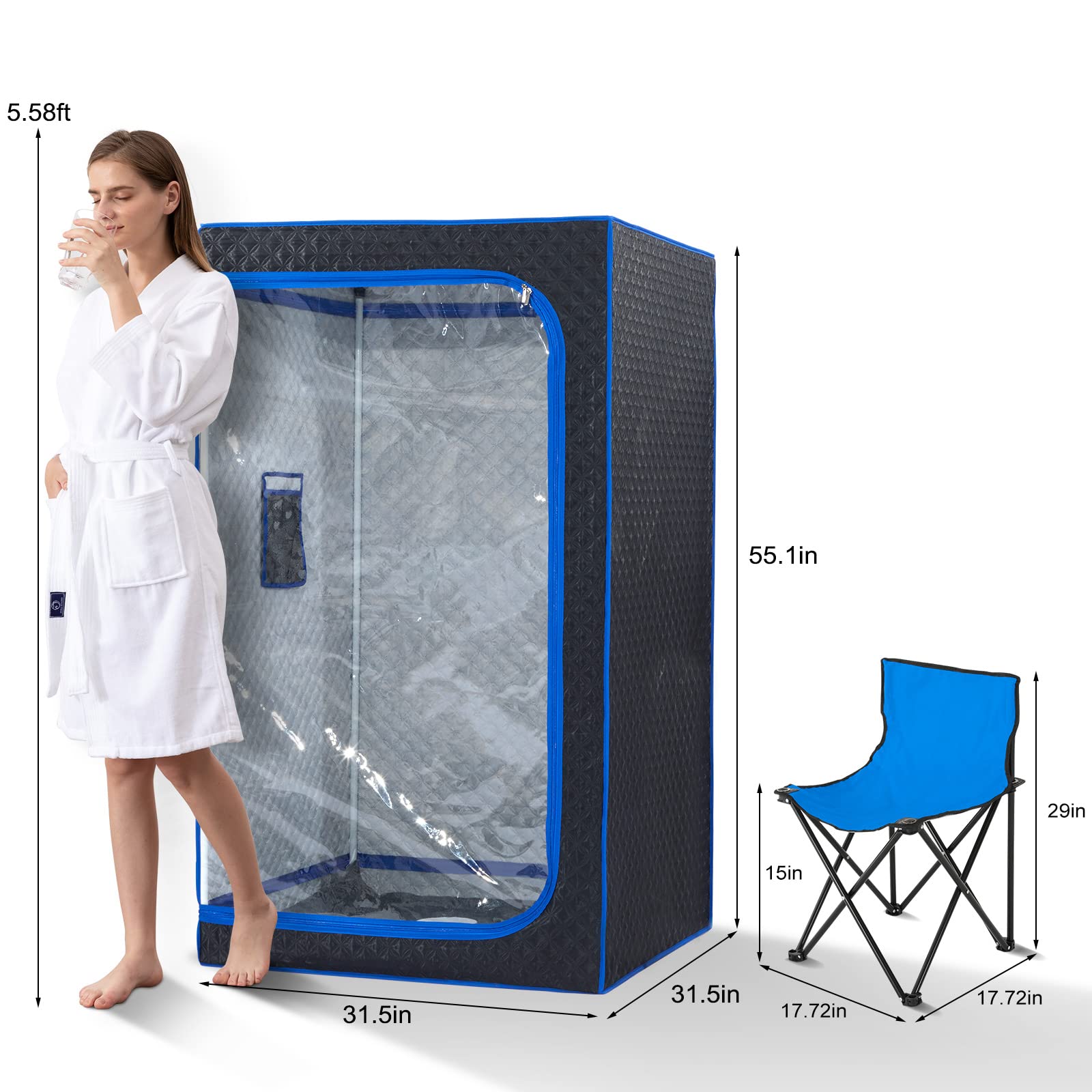 ZONEMEL Full Size Portable Steam Sauna Kit, Personal Full Body Sauna ...