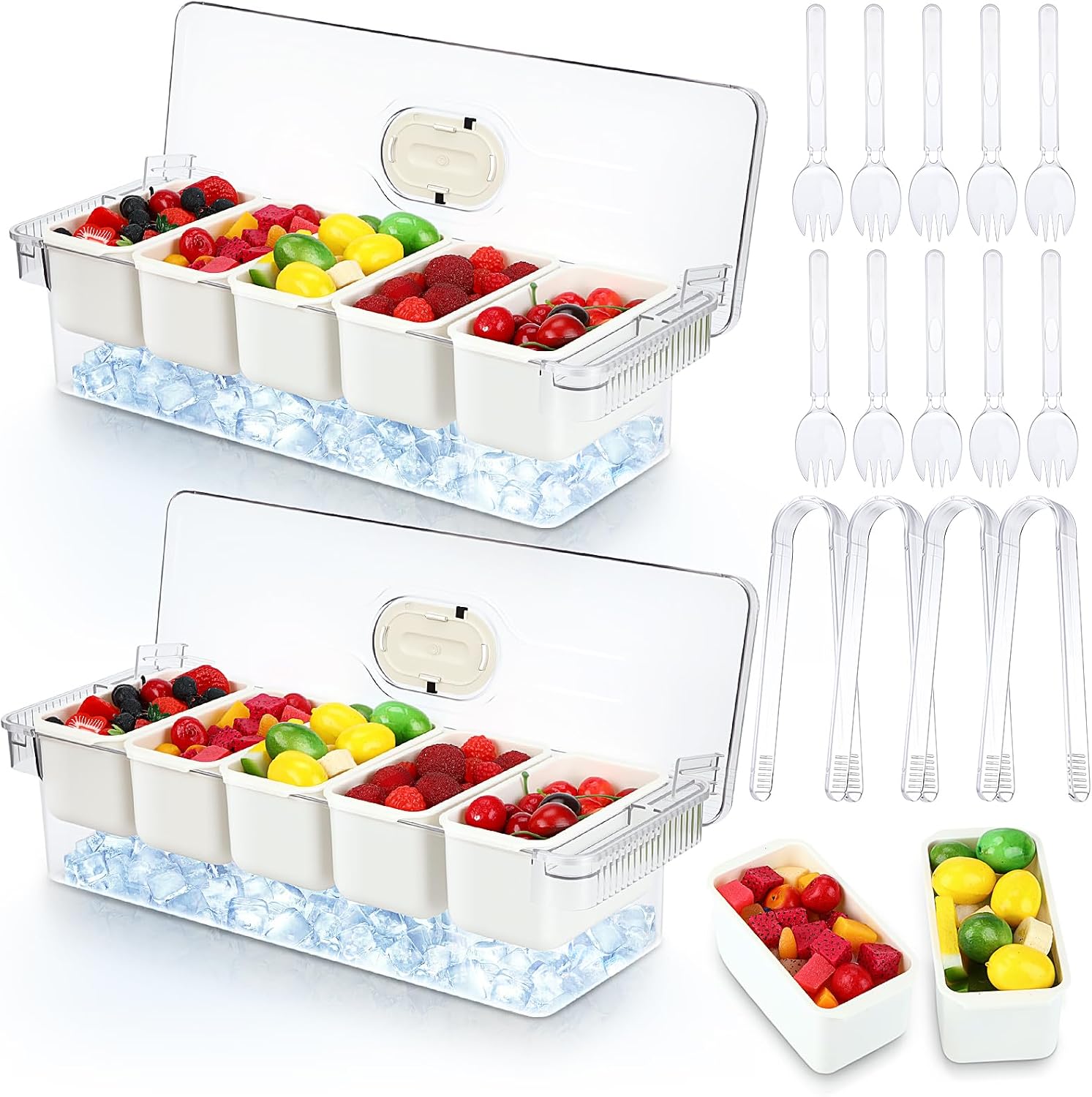 Amazon.com | LemonRoad 2 Set Ice Chilled Condiment Caddy Server Tray ...