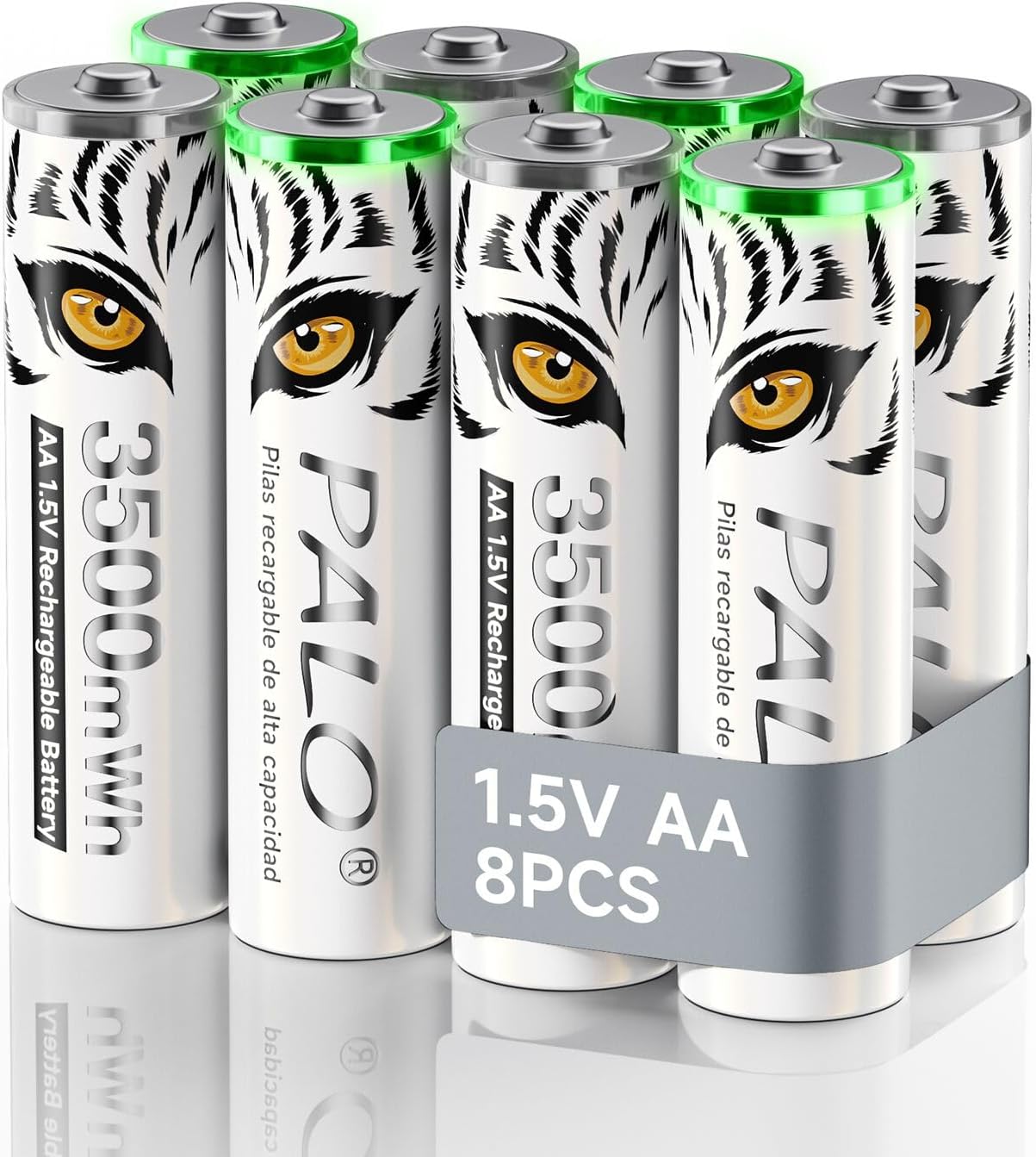Mspalocell Lithium AA Battery 1.5V 3500mWh, Tiger Print & with Charging ...