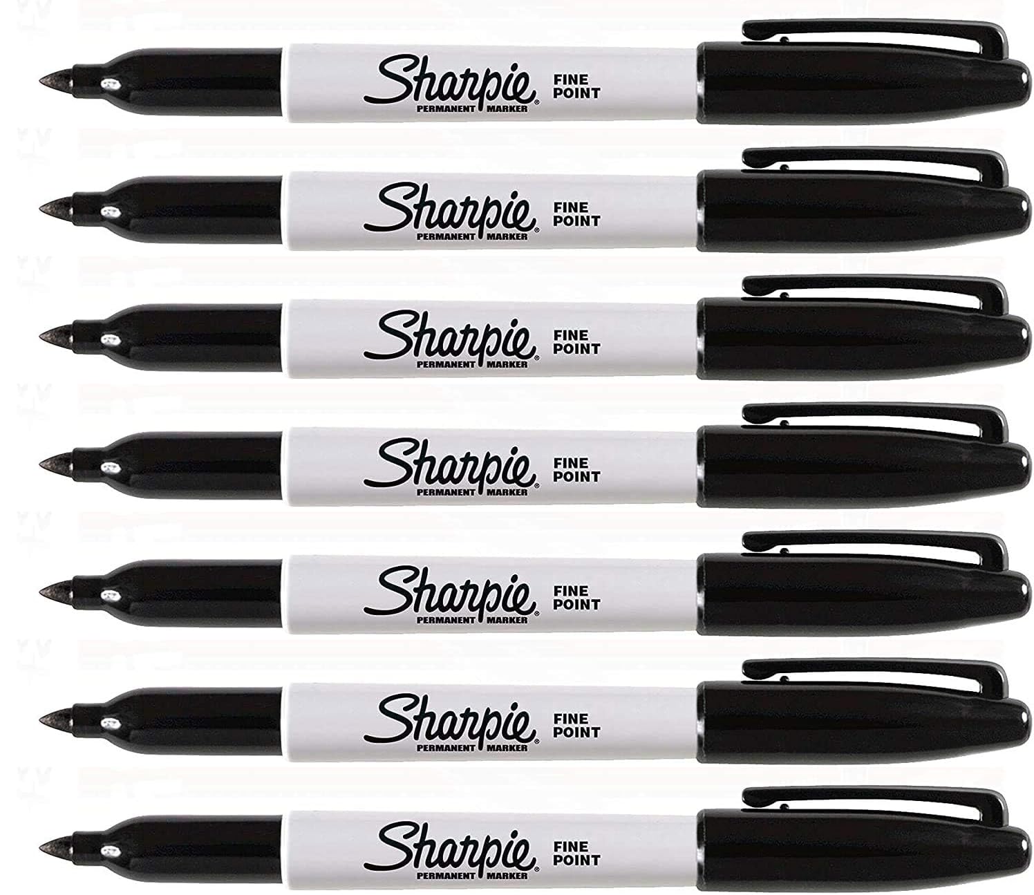 Amazon.com: Sharpie Black Markers, Fine Point Tip, Permanent Markers, 7 ...