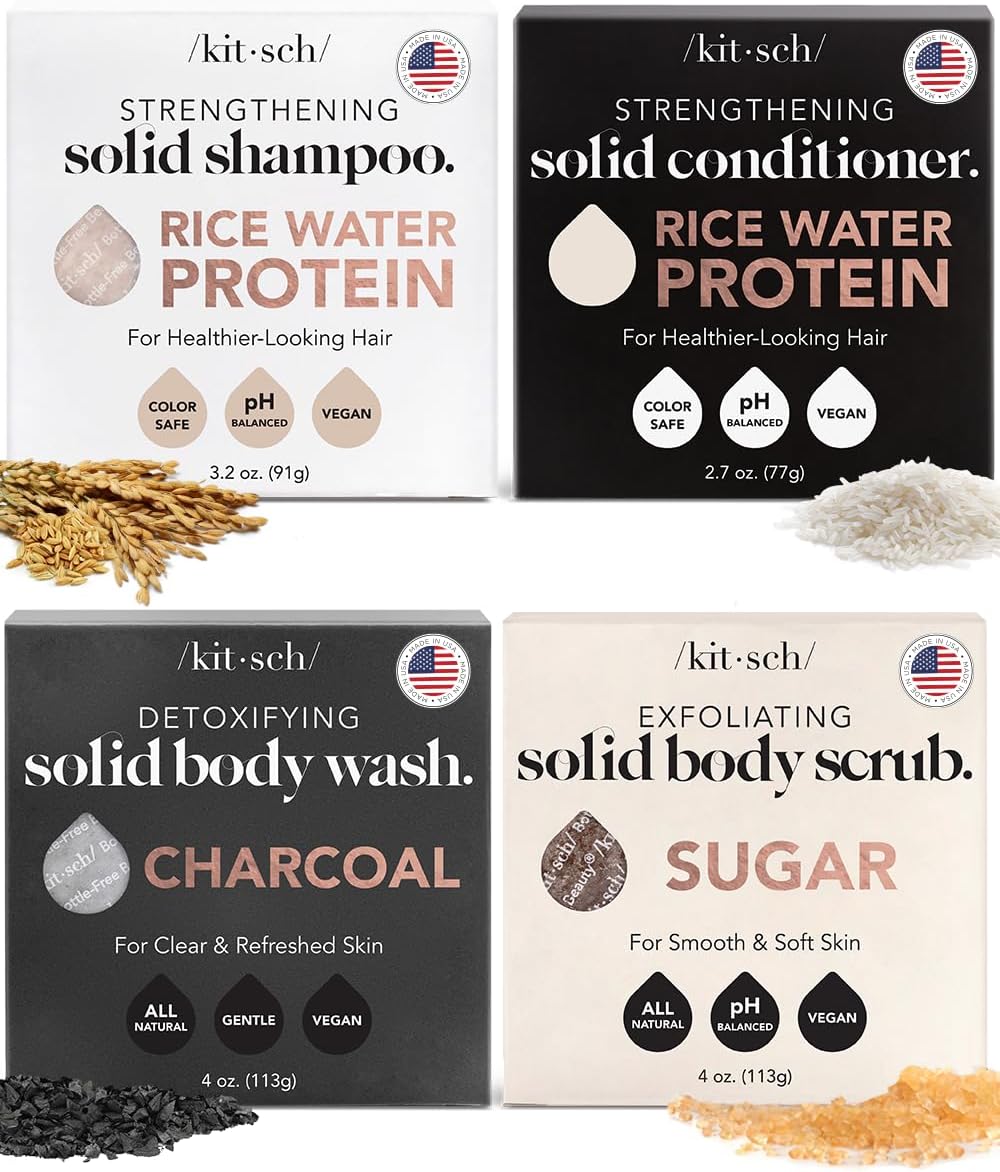 Amazon.com : Kitsch 4pc Set - Rice Water Shampoo & Conditioner Bar ...