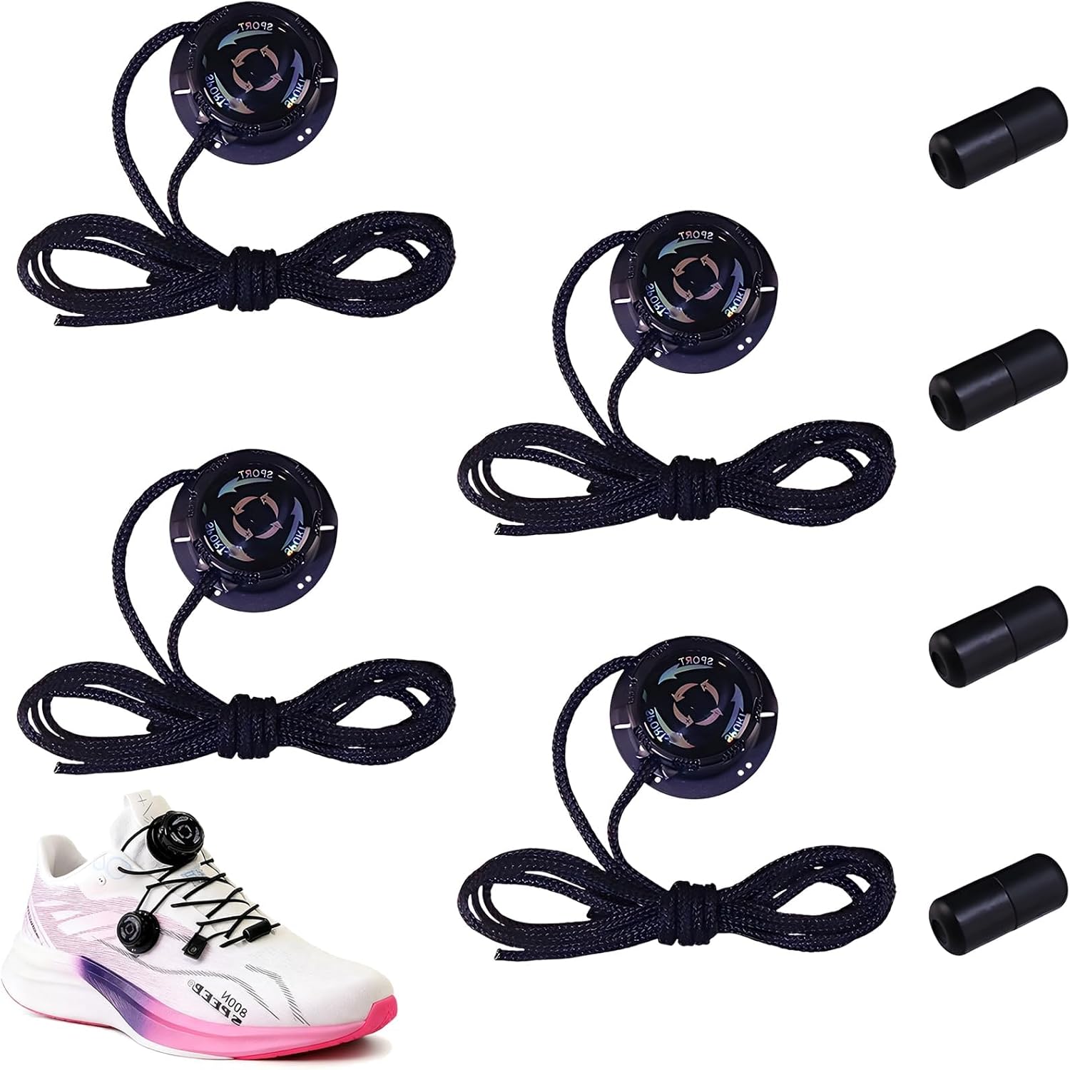 IAndhy 4 pcs No Tie Shoe Laces Elastic, Automatic Twist Lock Shoelaces ...