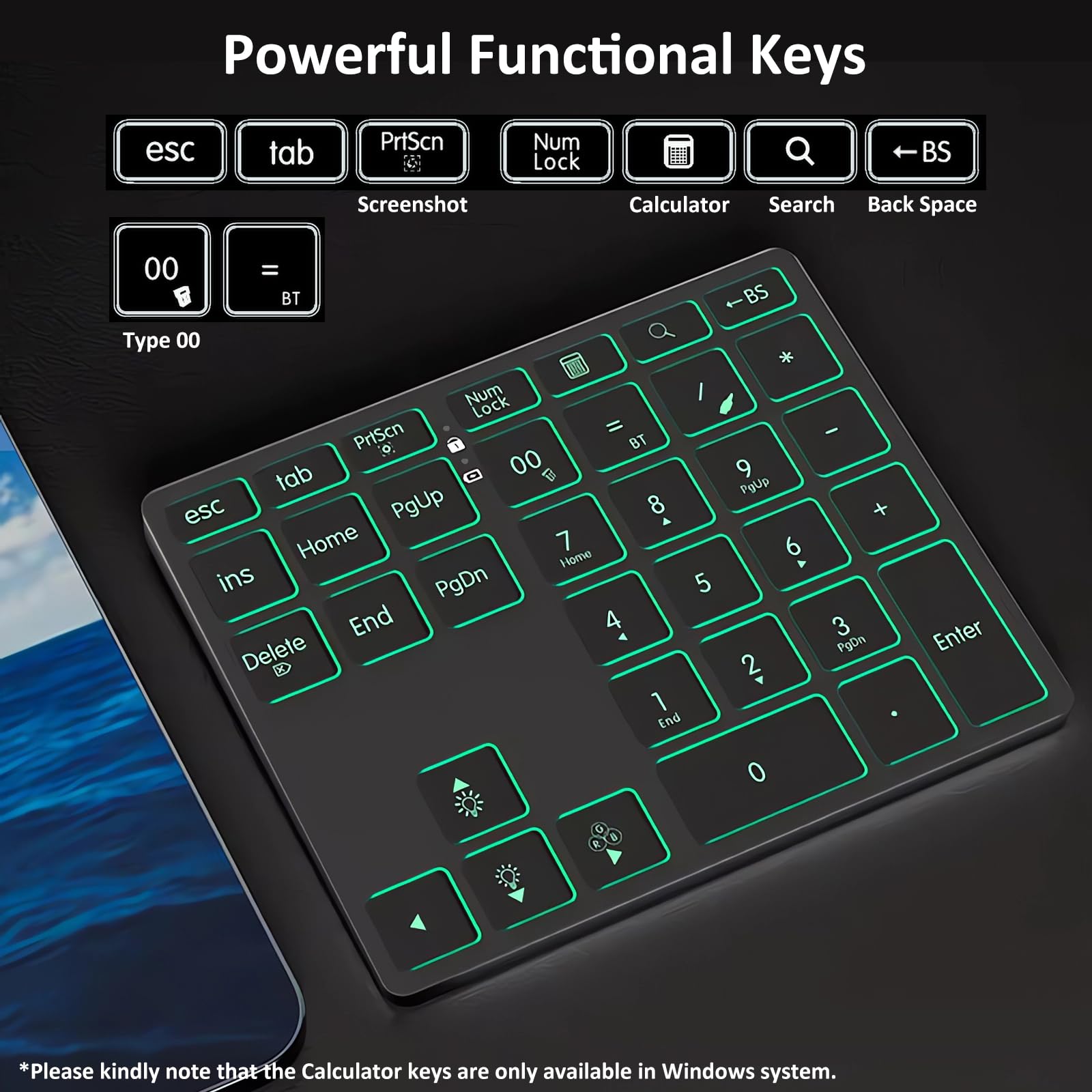 Snapklik.com : Tri-Mode Aluminum Numpad 7-Color LED Backlit, BT50/USB ...