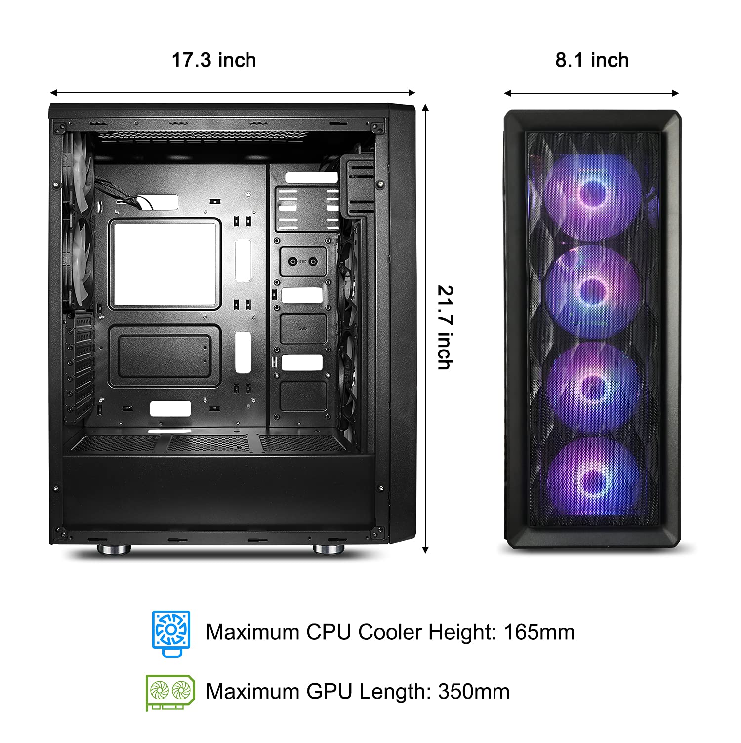 Buy Vetroo MESH6 Mid Tower ATX PC Gaming Case, 6X 120mm ARGB Fans Pre ...