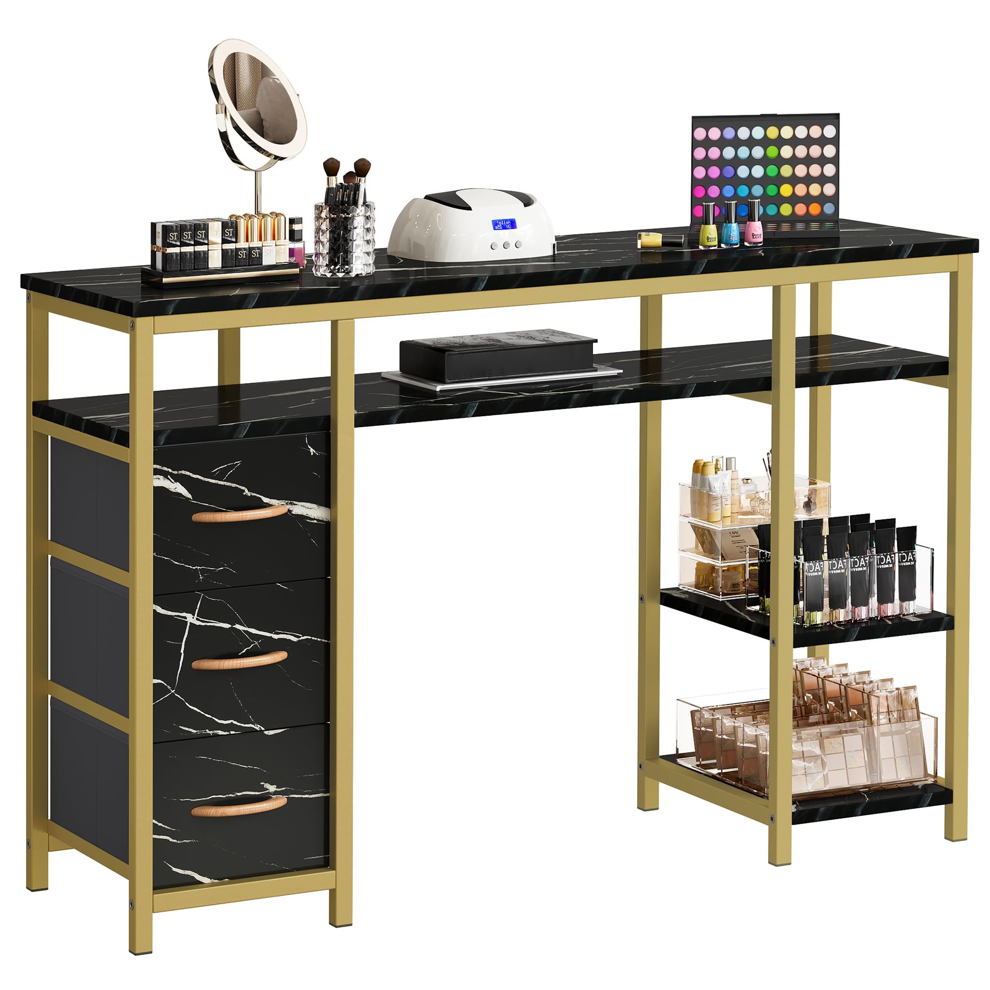 Snapklik.com : DWVO Nail Desk, Manicure Table Nail Station, Marbling ...