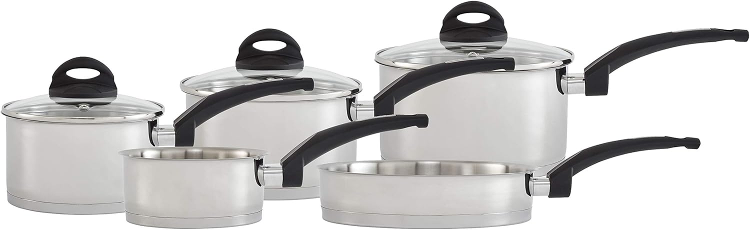 Tower T800161 Level Induction Frying Pan and Saucepan Set With Lids ...