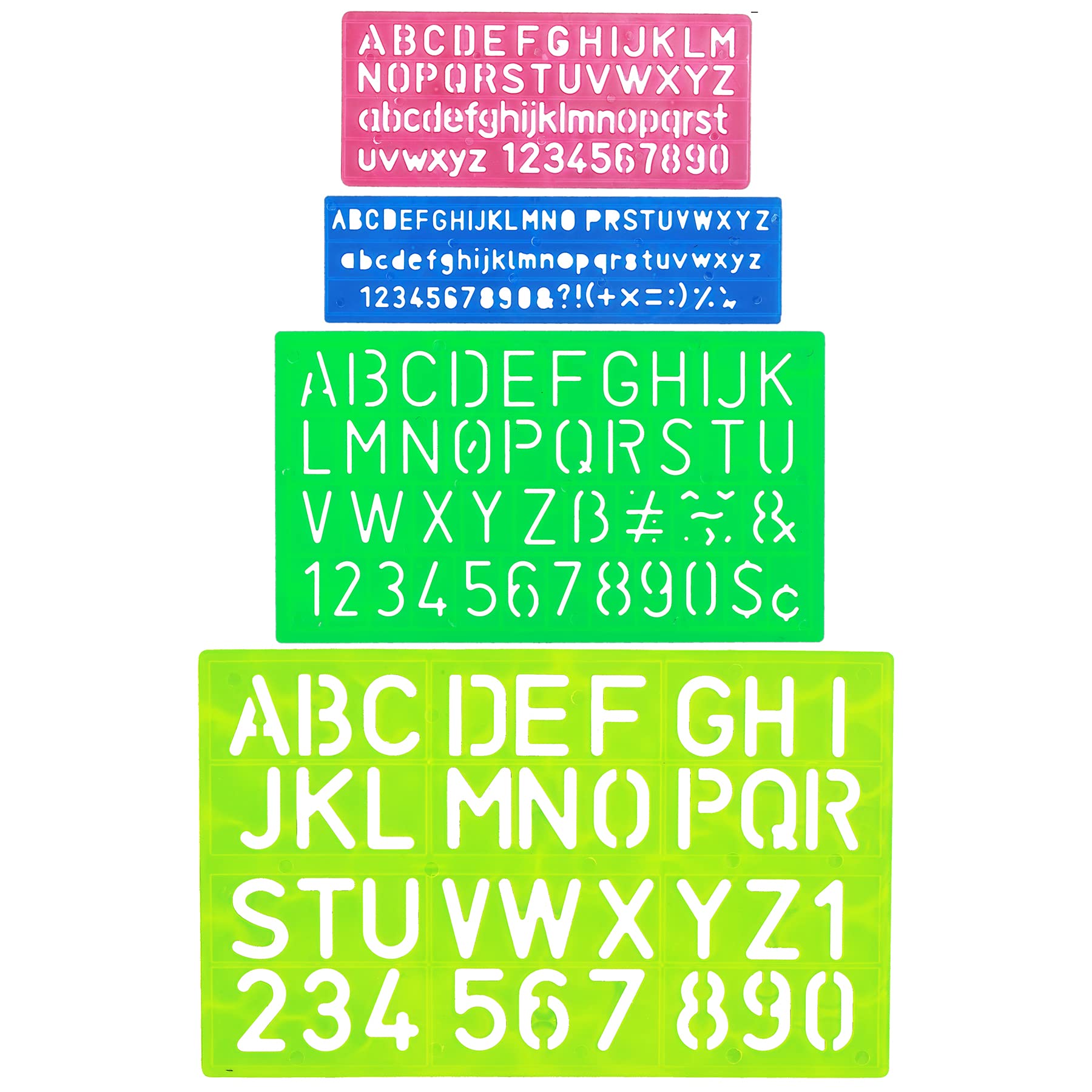 Abcart 4 Pieces Lettering Stencils Set Plastic Alphabet Numbers Stencil ...