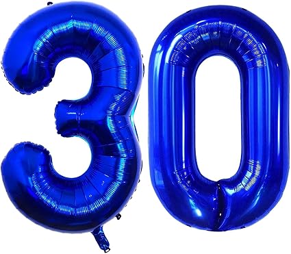 Amazon.com: Navy Blue 30 Number Balloons, 40 Inch Giant Number 30 ...