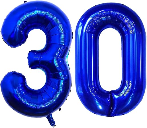 Amazon.com: Navy Blue 30 Number Balloons, 40 Inch Giant Number 30 ...