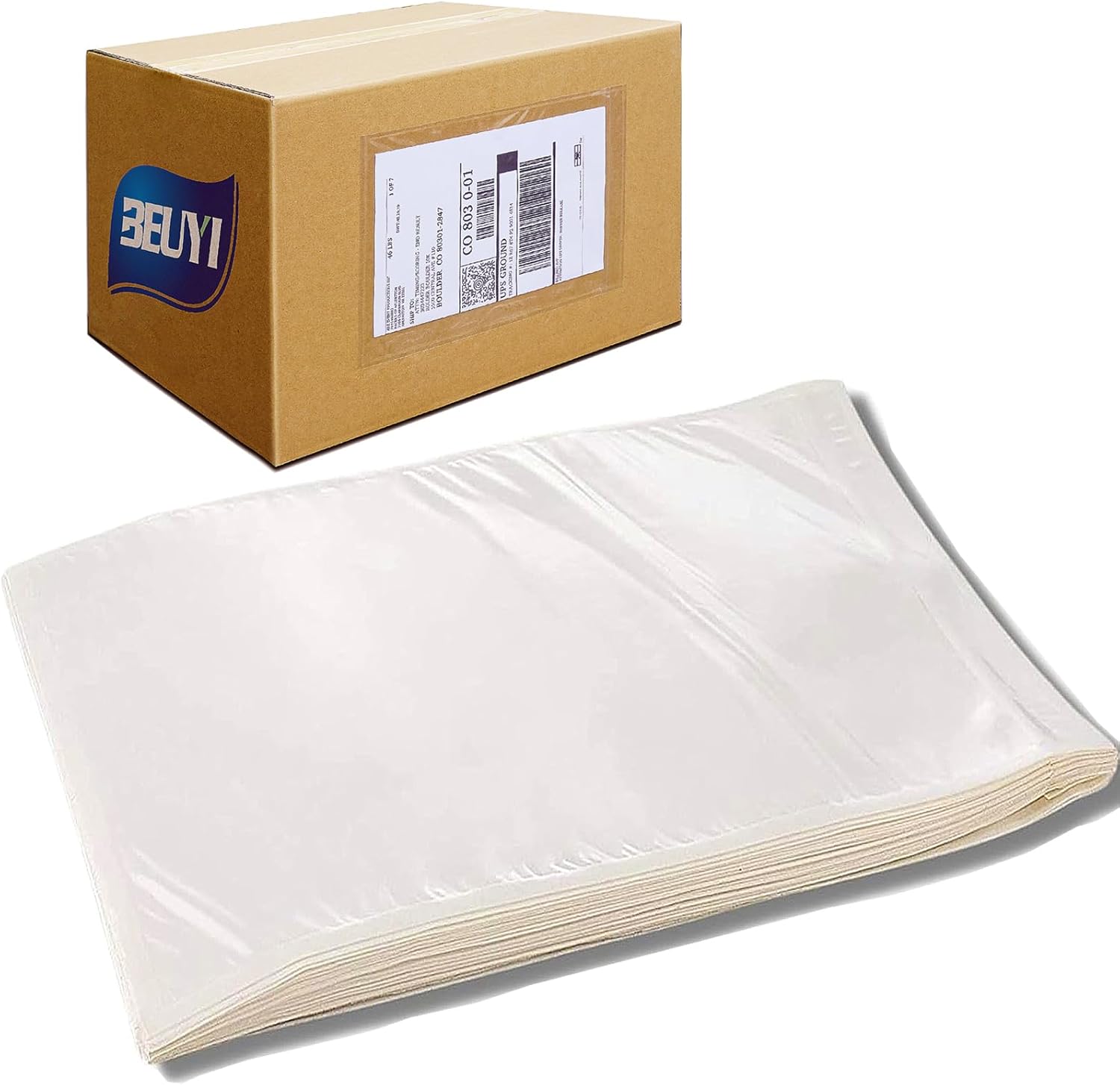 Amazon.com : BEUYI 2.5 Mil Premium 7"x10" Clear Adhesive Shipping Label ...