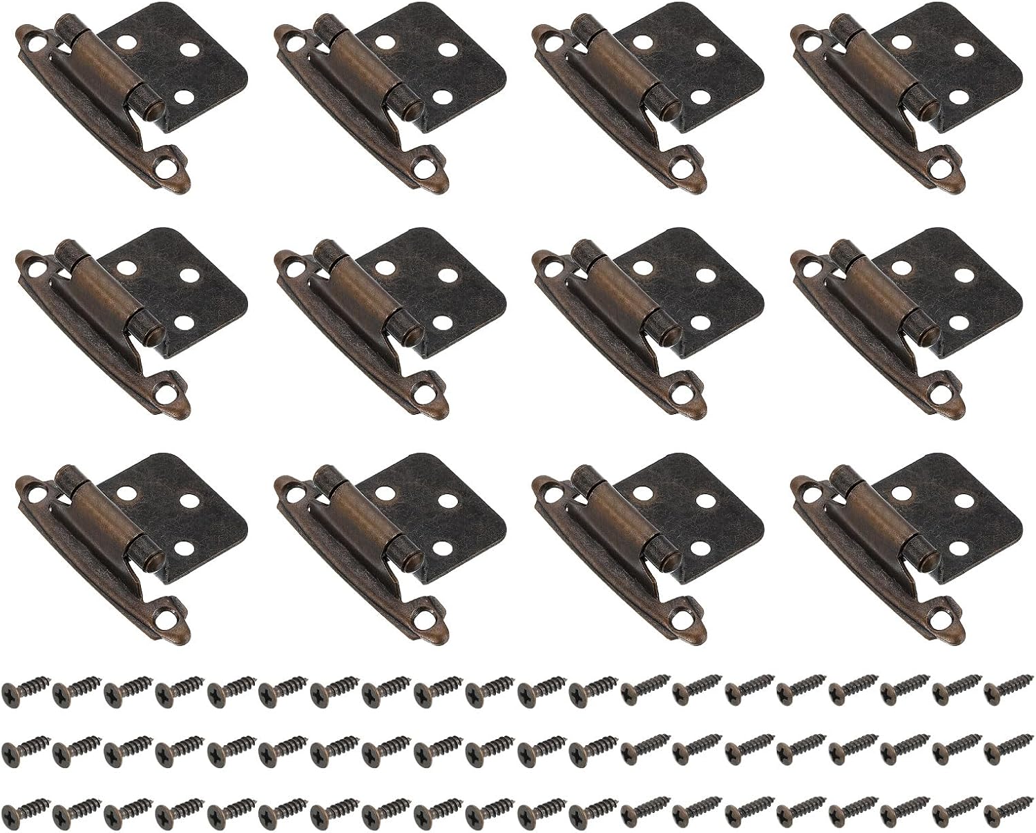 uxcell Cabinet Kitchen Inset Hinges, 12Pcs 1/2" Overlay Semi-Concealed ...
