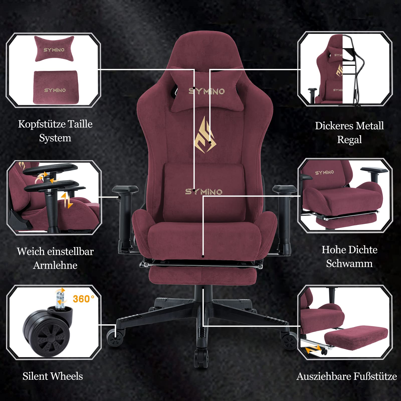 symino Gaming Chair Alcantara (Red)