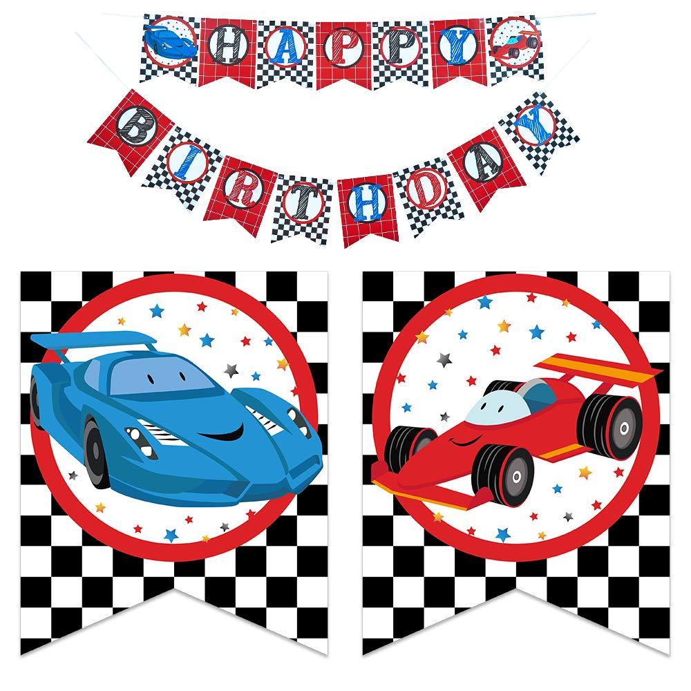 Buy WERNNSAI Racing Car Happy Birthday Banner - Racing Theme Party ...