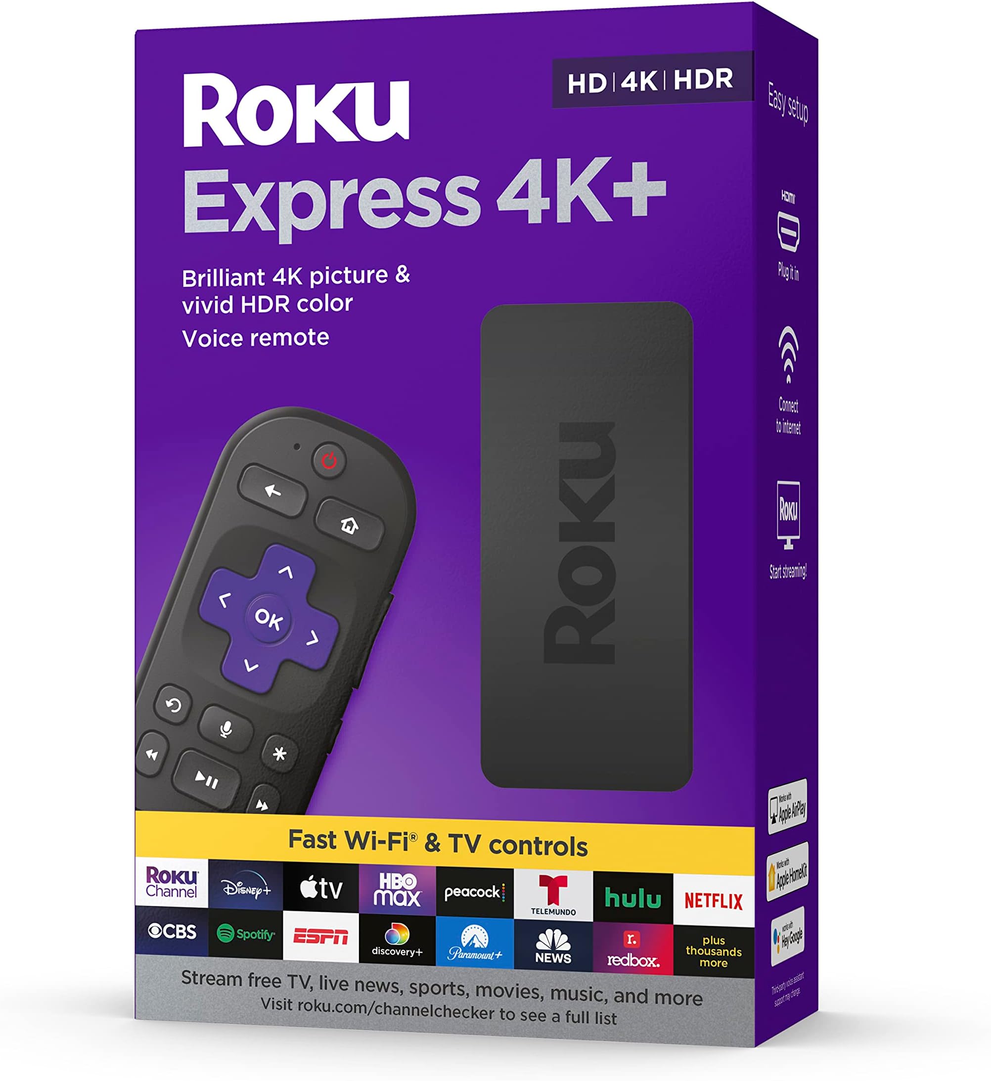 ROKU Express 4K+ | Reproductor Multimedia de transmisión HD/4K/HDR con ...