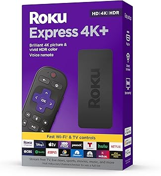 Amazon.com: Roku Express 4K+ | Roku Streaming Device 4K/HDR, Roku Voice ...